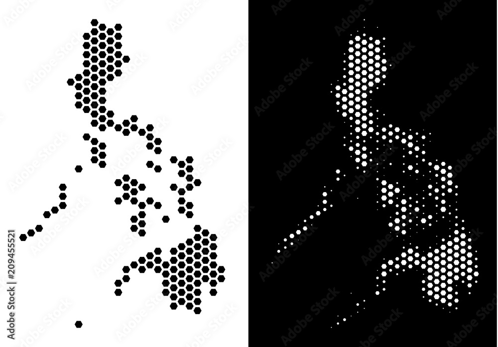 Hexagon Philippines map. Vector territorial scheme in black and white ...