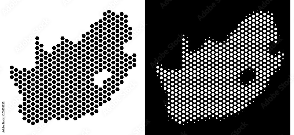 Hex Tile South African Republic Map Vector Territory Plan In Black And