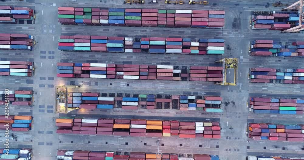 Video Container ship in export and import business and logistics ...