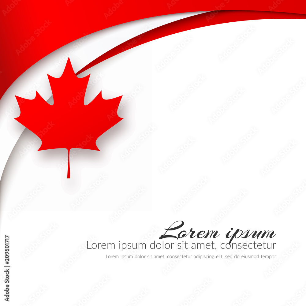 Patriotic card with the theme Canada flag Wavy red lines and a maple ...
