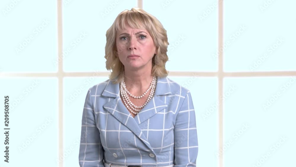 Portrait of scared horrified mature woman. Shocked terrified female ...