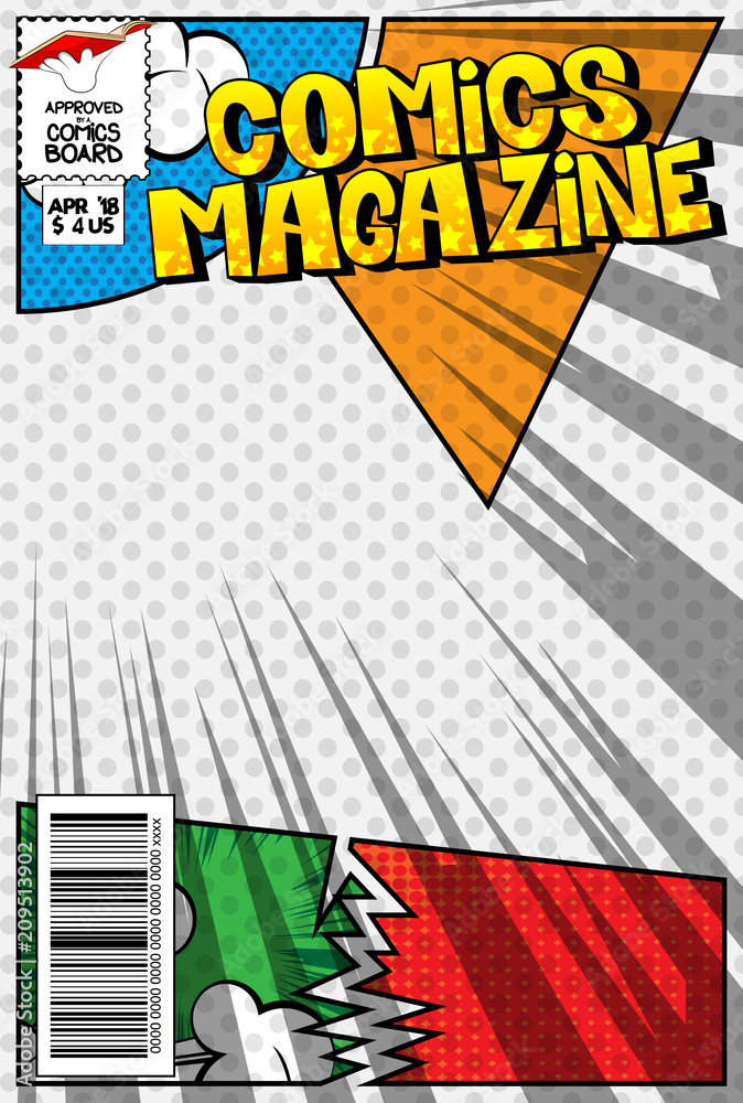 Editable comic book cover with abstract explosion background. Stock ...