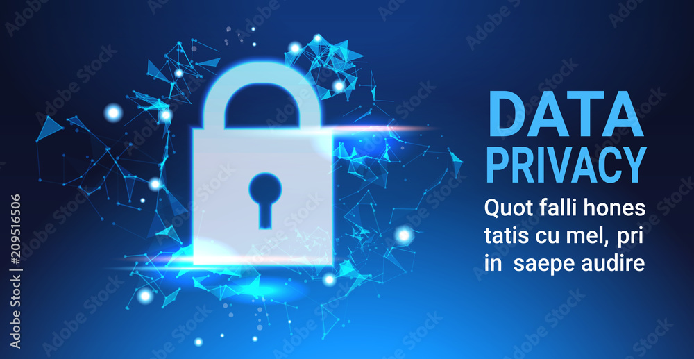 padlock data protection privacy concept. GDPR. Cyber security network ...
