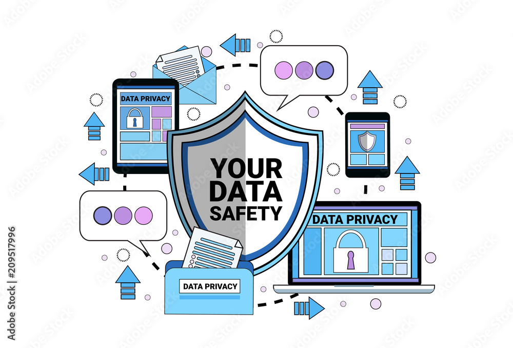 data safety cloud shield tablet padlock over synchronization General ...