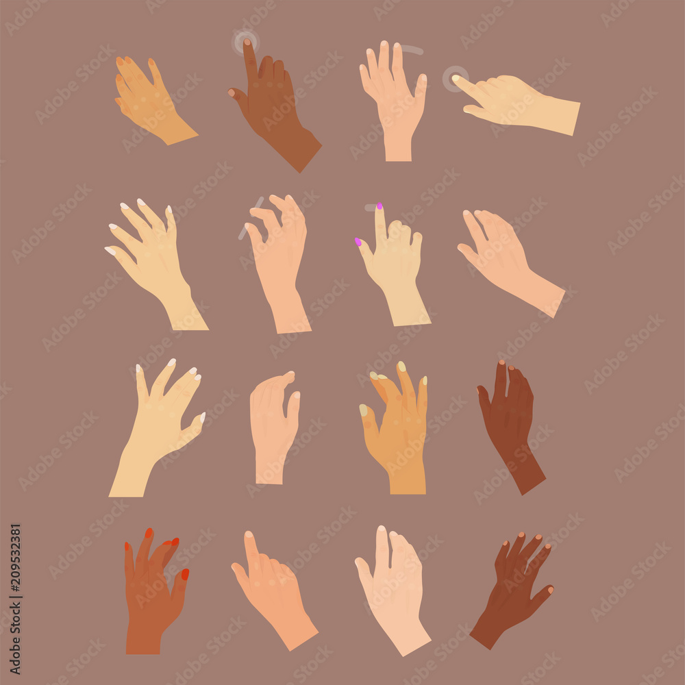 Human vector hand press button arm finger control push pointer cursor ...