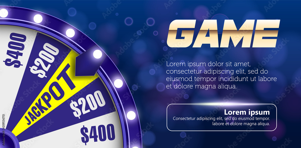 Blue fortune wheel 3d object on abstract defocused circular blue bokeh ...