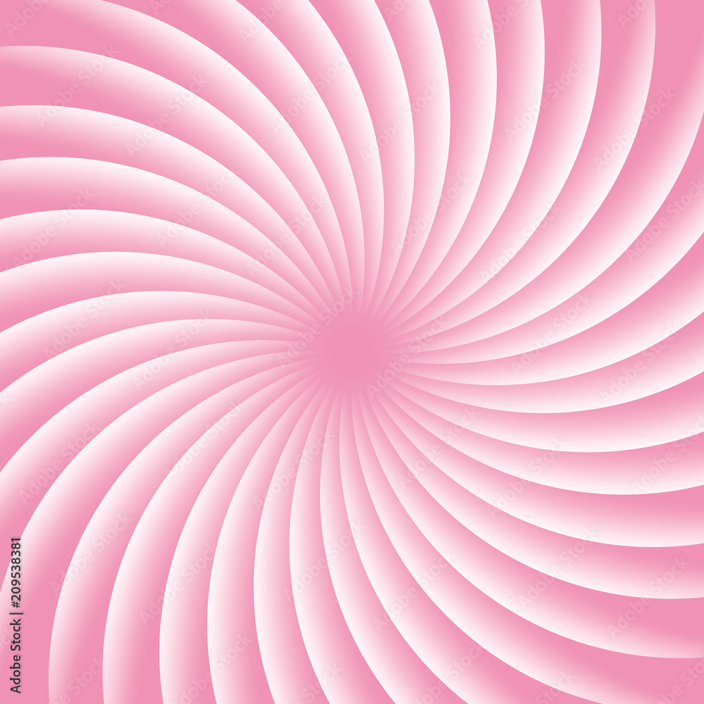 Soft pink and white rotating hypnosis spiral. Twirl abstract background ...