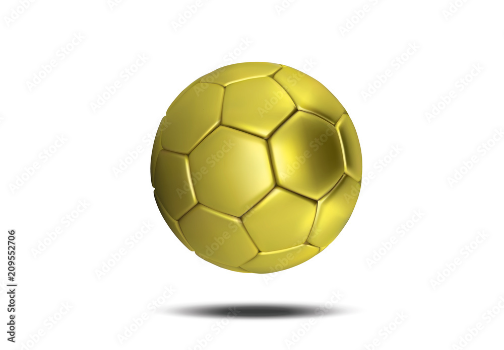 Gold soccer ball isolated on white background. Golden football ball ...
