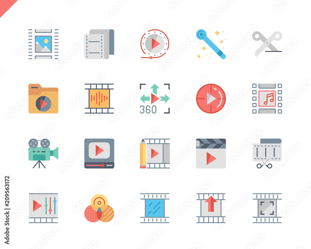 Simple Set Video Editing Flat Icons for Website and Mobile Apps ...