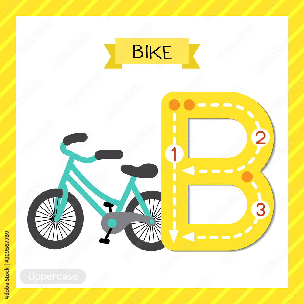 Letter B uppercase cute children colorful transportations ABC alphabet ...