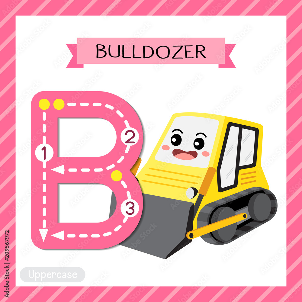 Letter B uppercase cute children colorful transportations ABC alphabet ...
