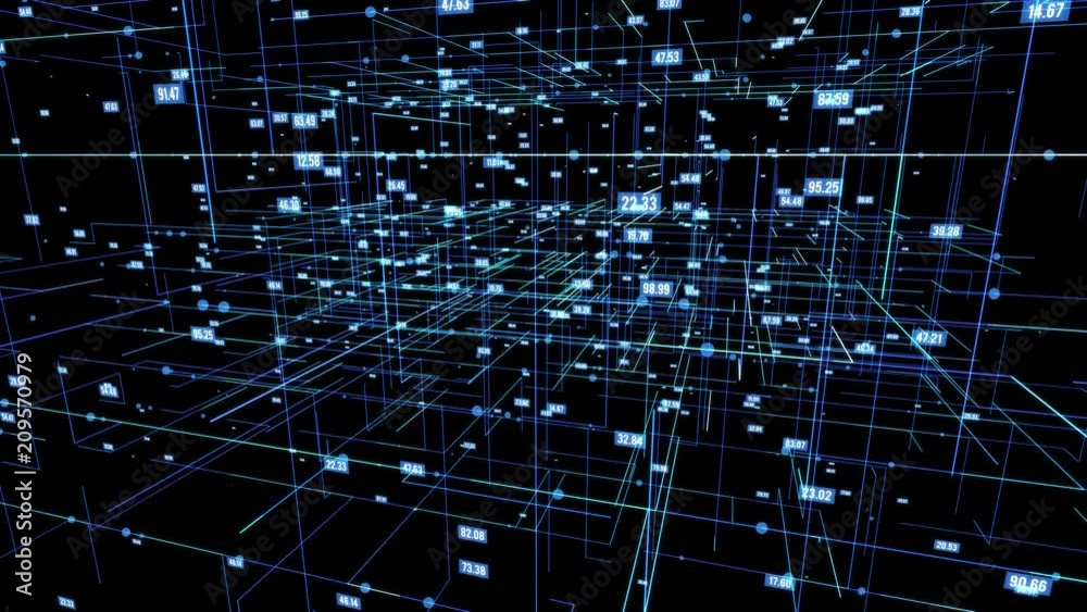 Big data visualization. HUD grid corners motion background. Analysis of ...