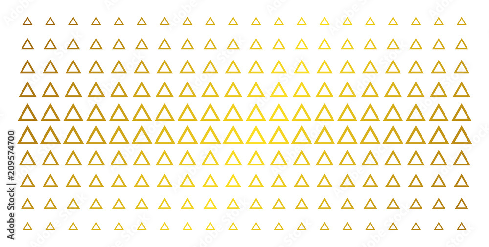 Contour triangle icon golden halftone pattern. Vector contour triangle ... Contour triangle icon golden halftone pattern. Vector contour triangle ...