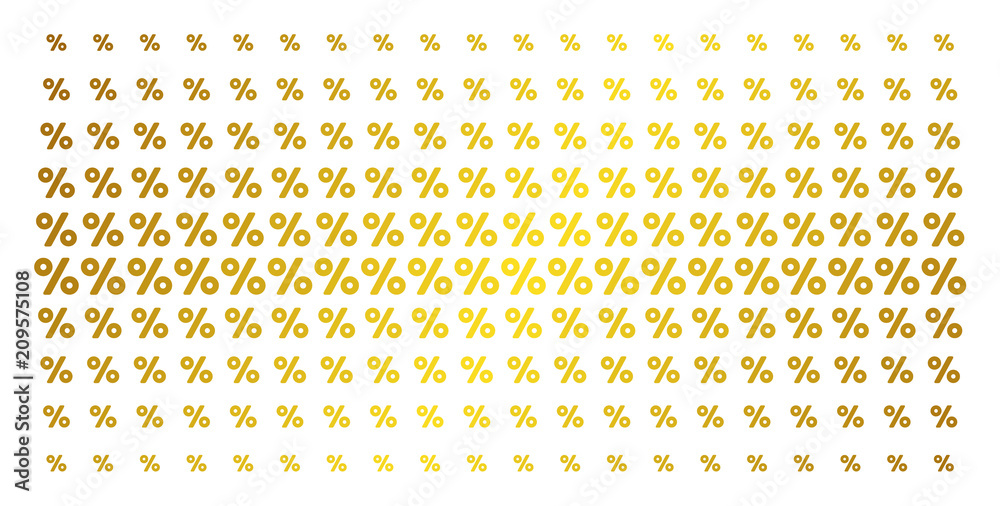 Percent icon gold halftone pattern. Vector percent pictograms are ...
