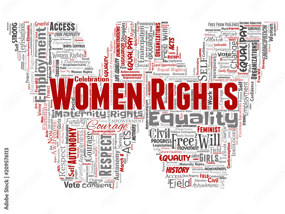 Vector conceptual women rights, equality, free-will letter font W red ...