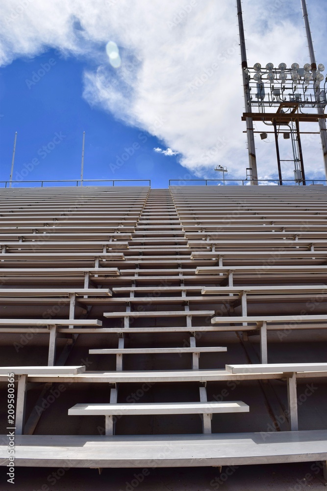 Stadium Bleachers with Blue Sky and Clouds Stock Photo | Adobe Stock