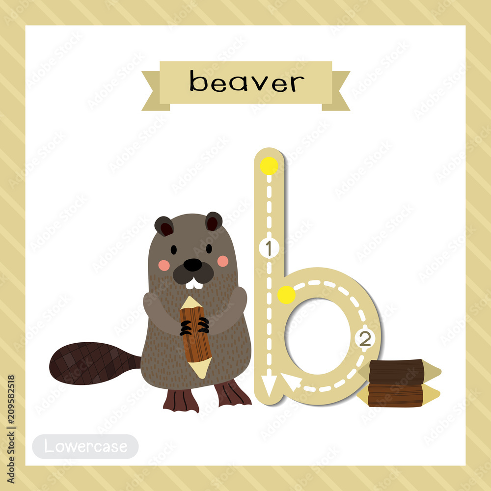 Letter B lowercase cute children colorful zoo and animals ABC alphabet ...