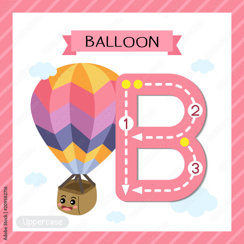 Letter B uppercase cute children colorful transportations ABC alphabet ...