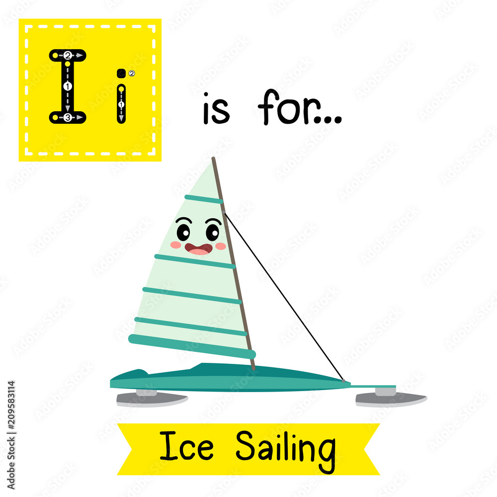 Letter I cute children colorful transportations alphabet tracing ...