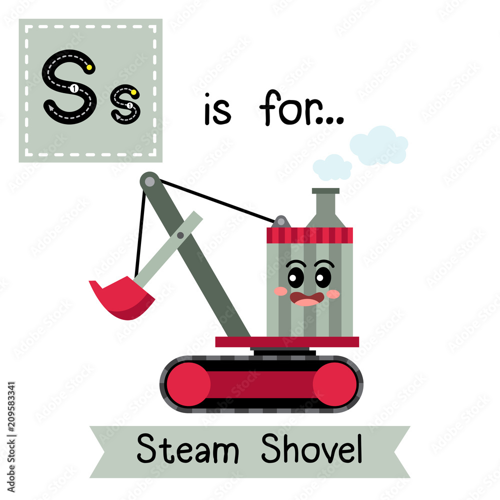 Letter S cute children colorful transportations ABC alphabet tracing ...