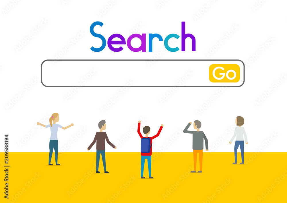 Online search bar concept. Young people using web browser. Design of ...