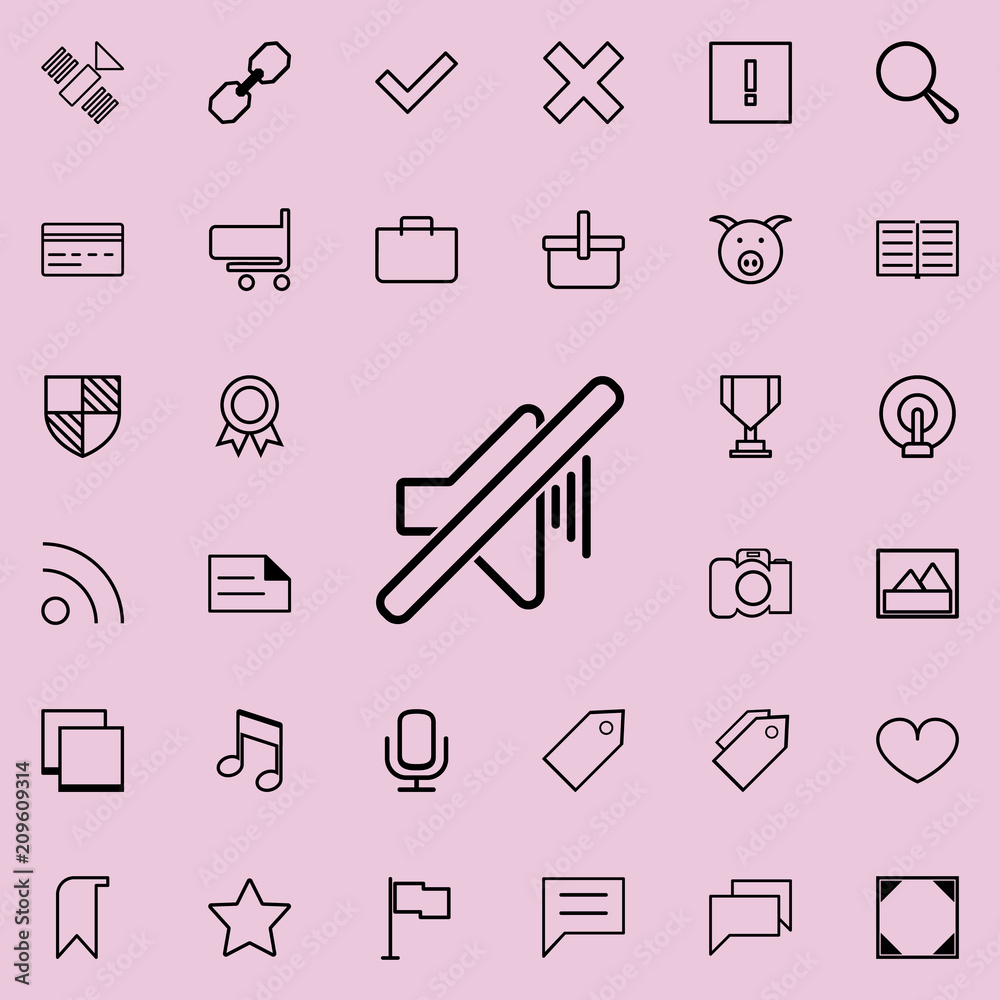 off-sound mark icon. Detailed set of minimalistic icons. Premium ...