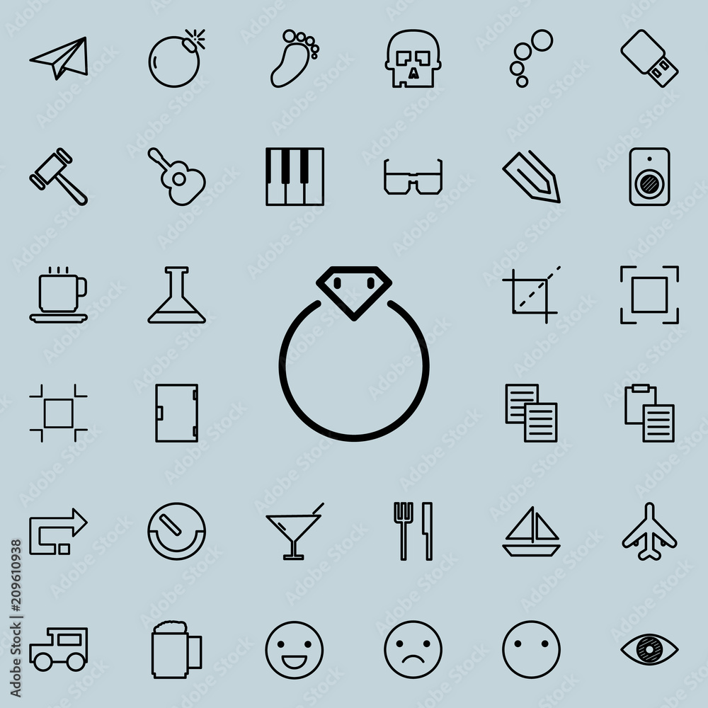 Diamond ring outline icon. Detailed set of minimalistic line icons ...