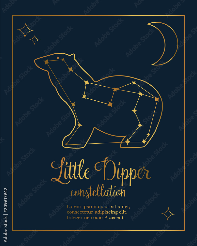 The constellation Little Dipper star in the night sky Stock Vector ...