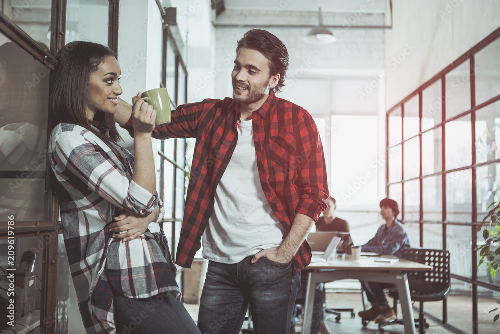 Girl With Guy Leaning Over