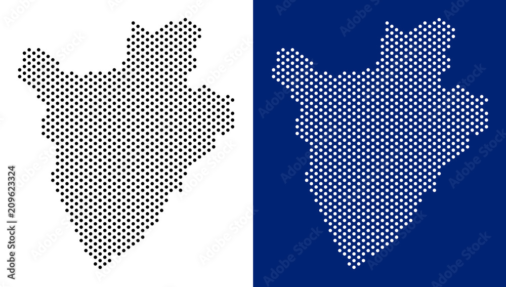 Pixel Burundi map. Vector geographic map on white and blue backgrounds ...