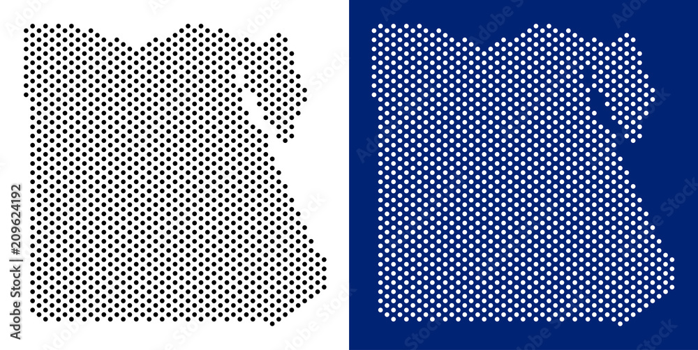Dotted Egypt map. Vector geographic map on white and blue backgrounds ...