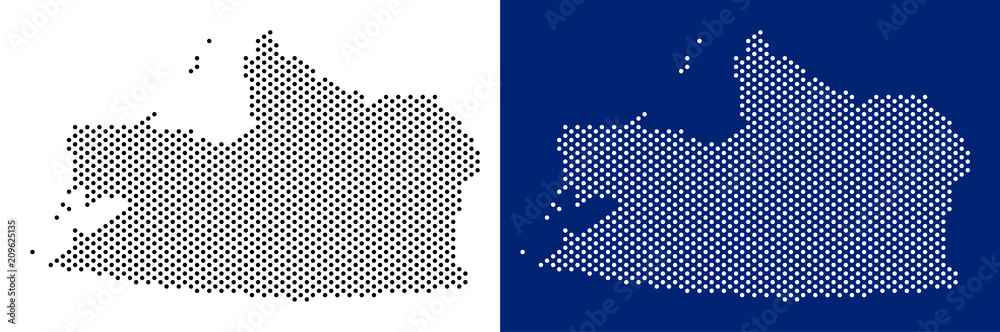 Dotted Kaliningrad Region map. Vector geographic map on white and blue ...
