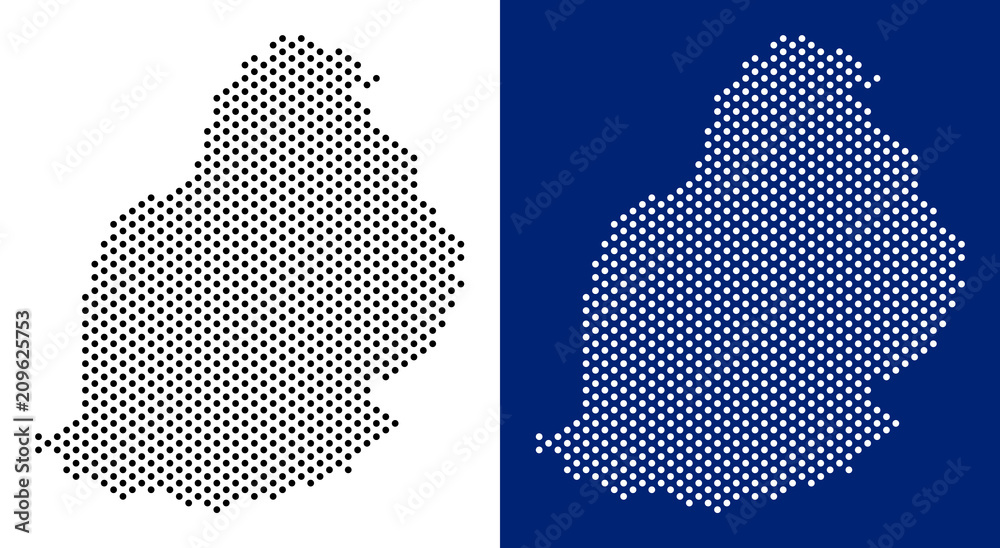 Dot Mauritius Island map. Vector geographic map on white and blue ...