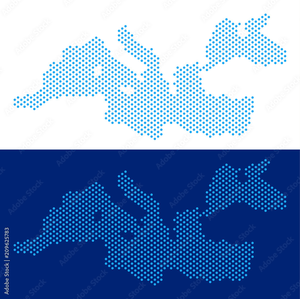 Dot Mediterranean Sea map. Vector geographic map on white and blue ...