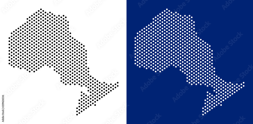 Pixel Ontario Province map. Vector geographic map on white and blue ...