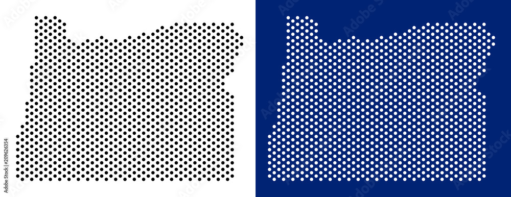 Pixel Oregon State map. Vector geographic map on white and blue ...