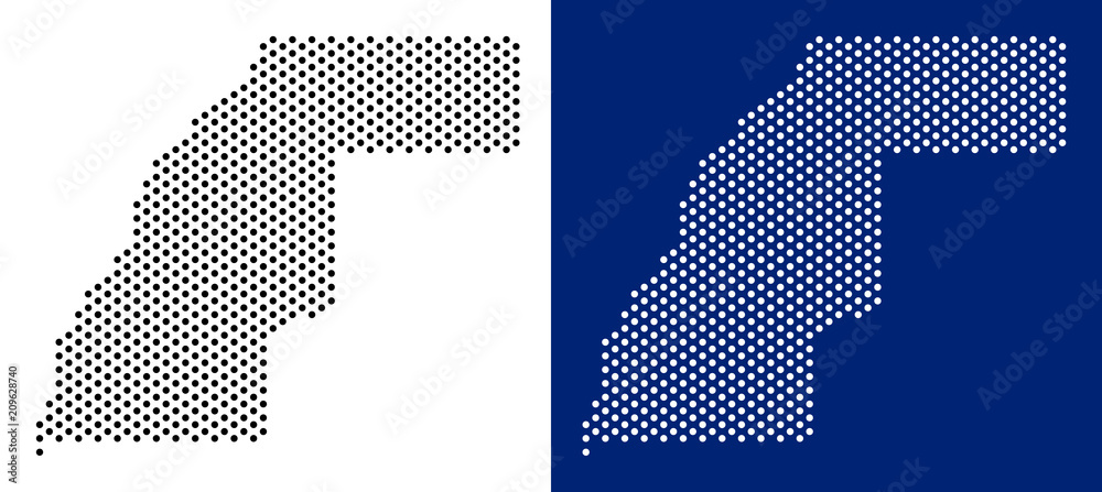 Pixel Western Sahara map. Vector geographic map on white and blue ...