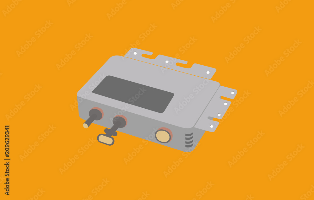 Mini inverter vector in flat design isolated in orange background ...