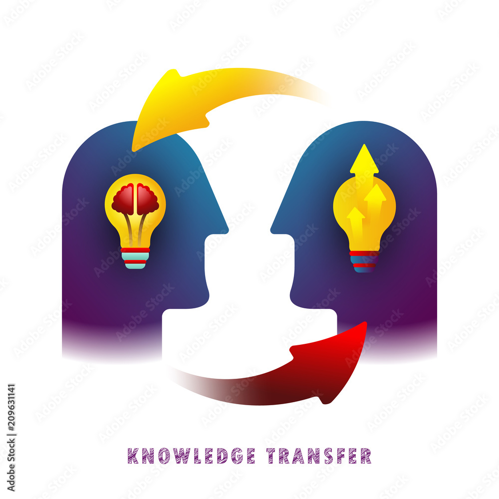 Knowledge transfer. Vector illustration. Flat. Gradient. Stock Vector ...