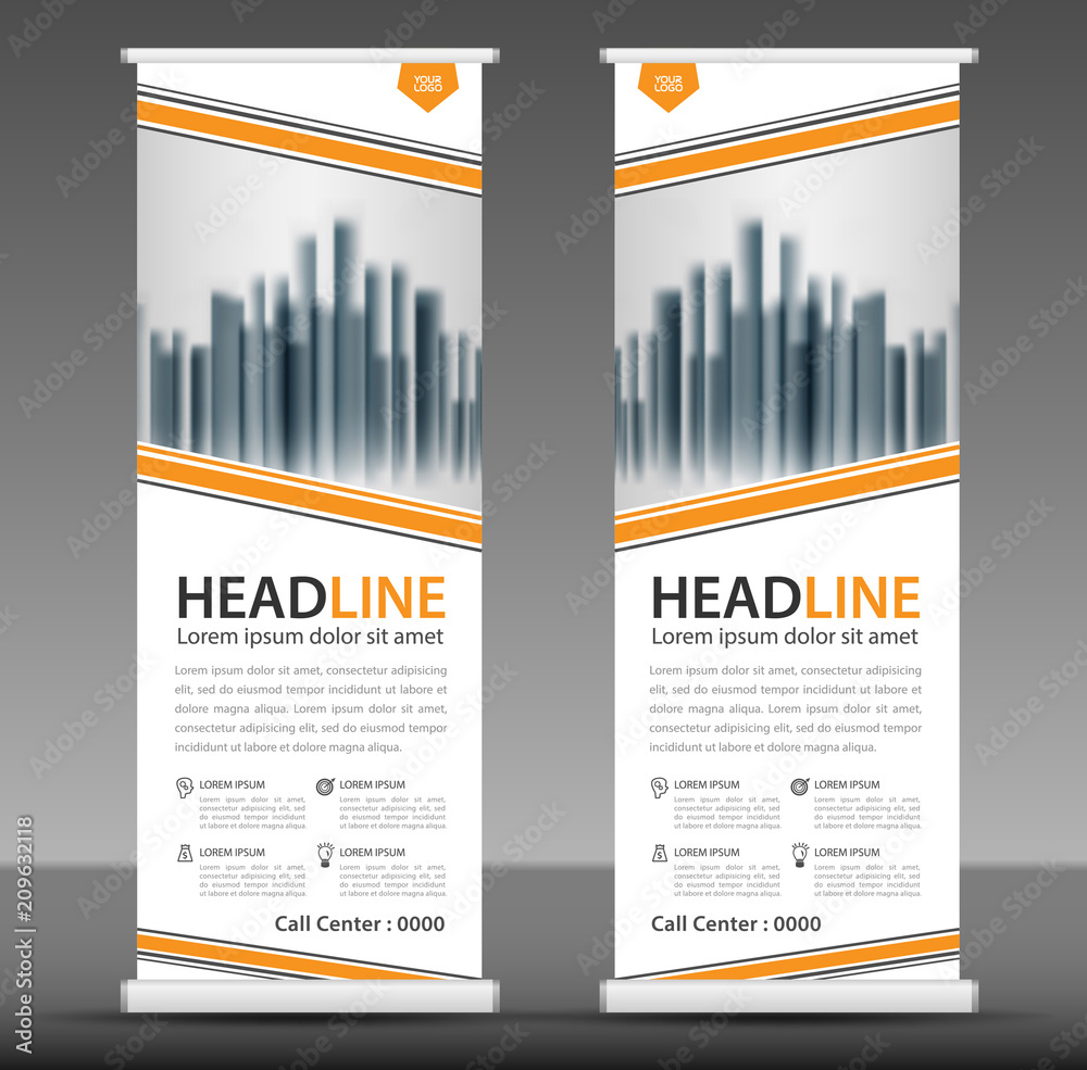 Roll up banner template vector, stand, pull up, display, flag-banner ...