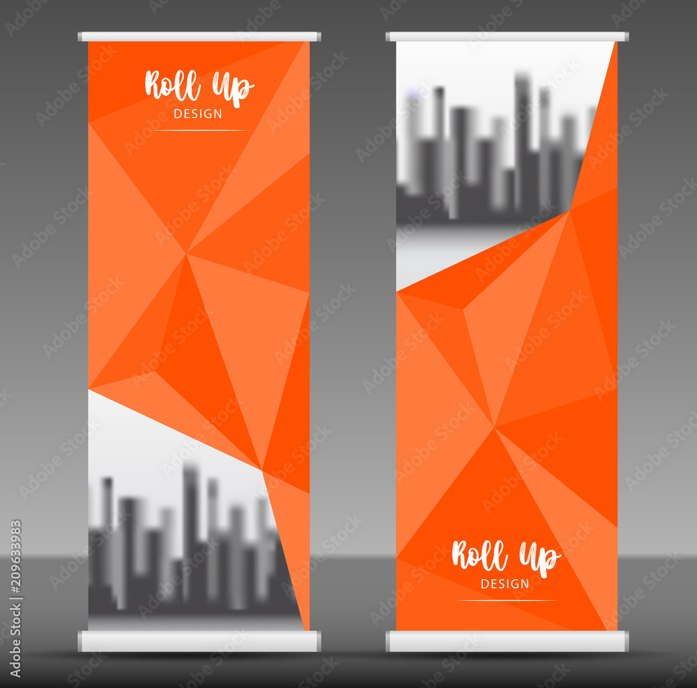 Roll up banner template vector, stand, pull up, display, flag-banner ...