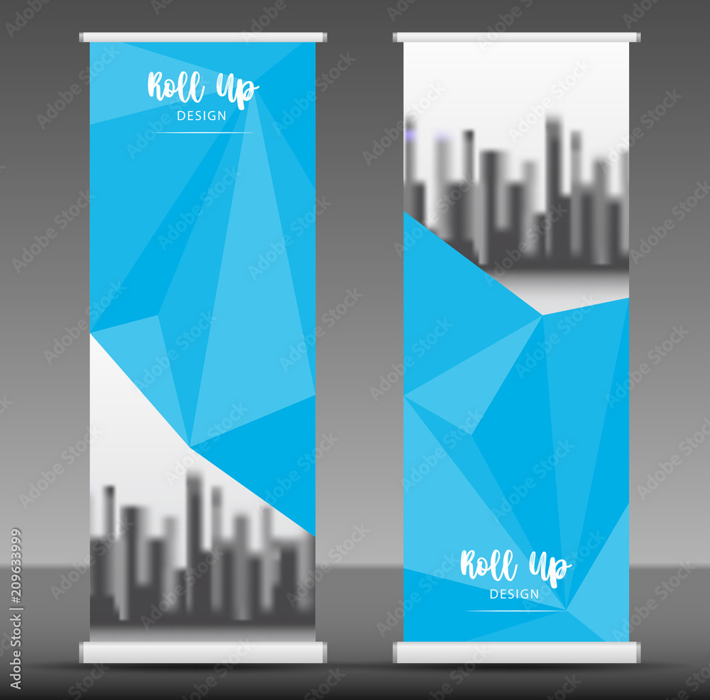 Roll up banner template vector, stand, pull up, display, flag-banner ...