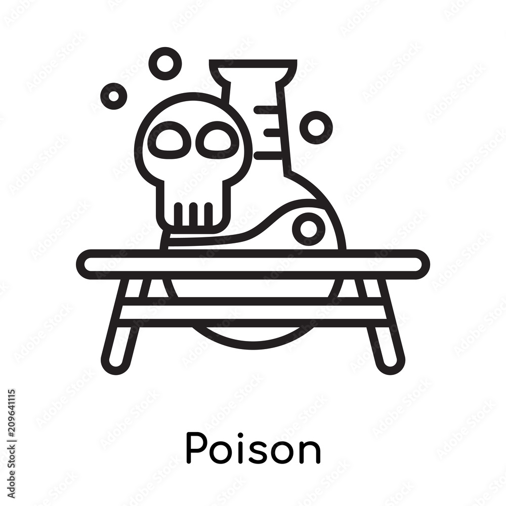 Poison icon vector sign and symbol isolated on white background, Poison ...