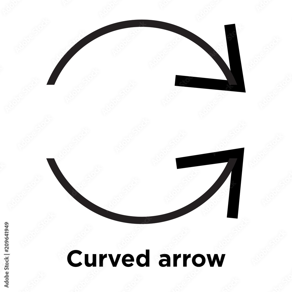 Curved arrow icon vector sign and symbol isolated on white background ...
