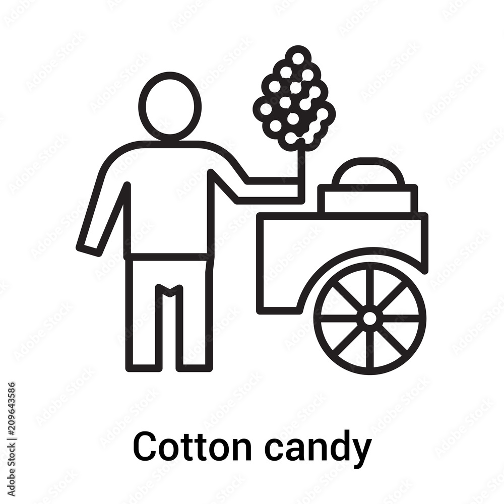 Cotton candy icon vector sign and symbol isolated on white background ...