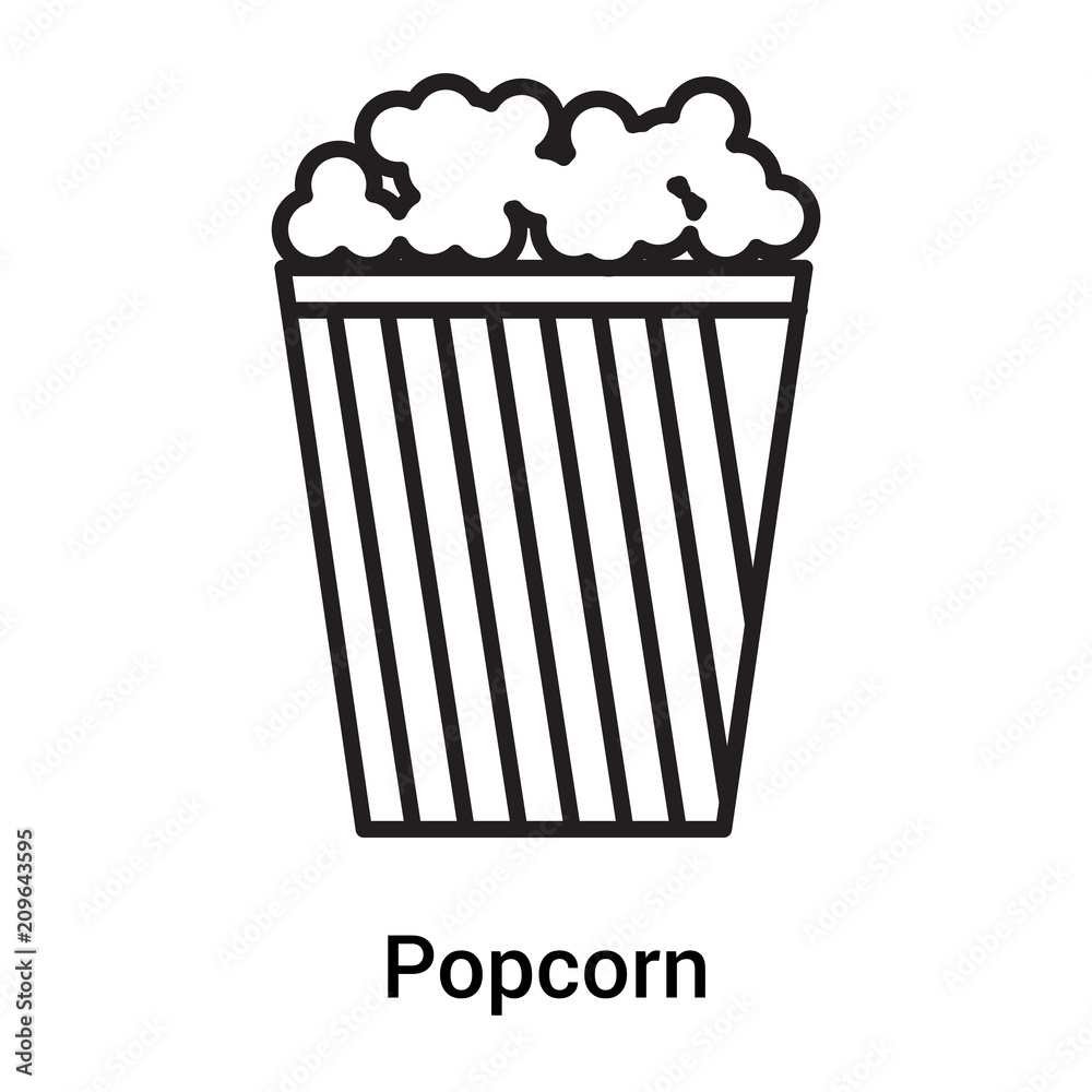 Popcorn icon vector sign and symbol isolated on white background ...