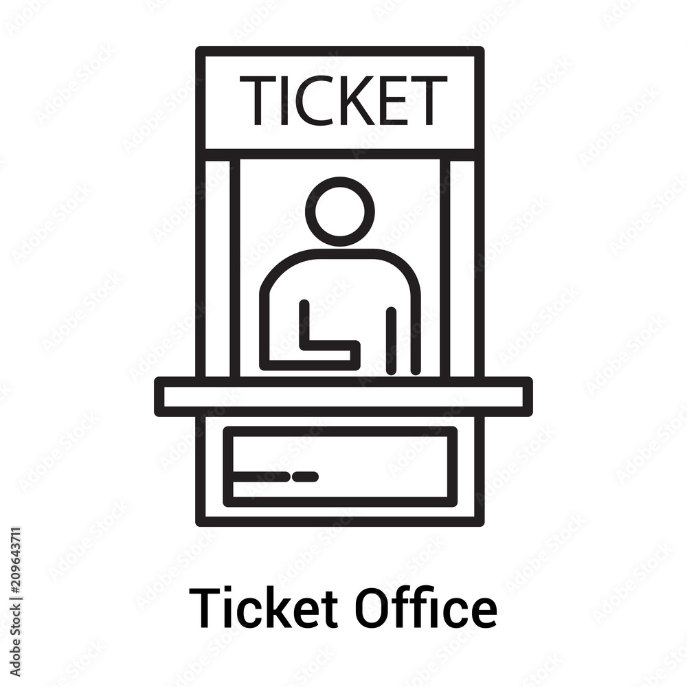 Ticket Office icon vector sign and symbol isolated on white background ...