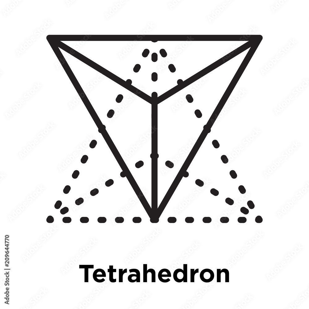 Tetrahedron icon vector sign and symbol isolated on white background ...