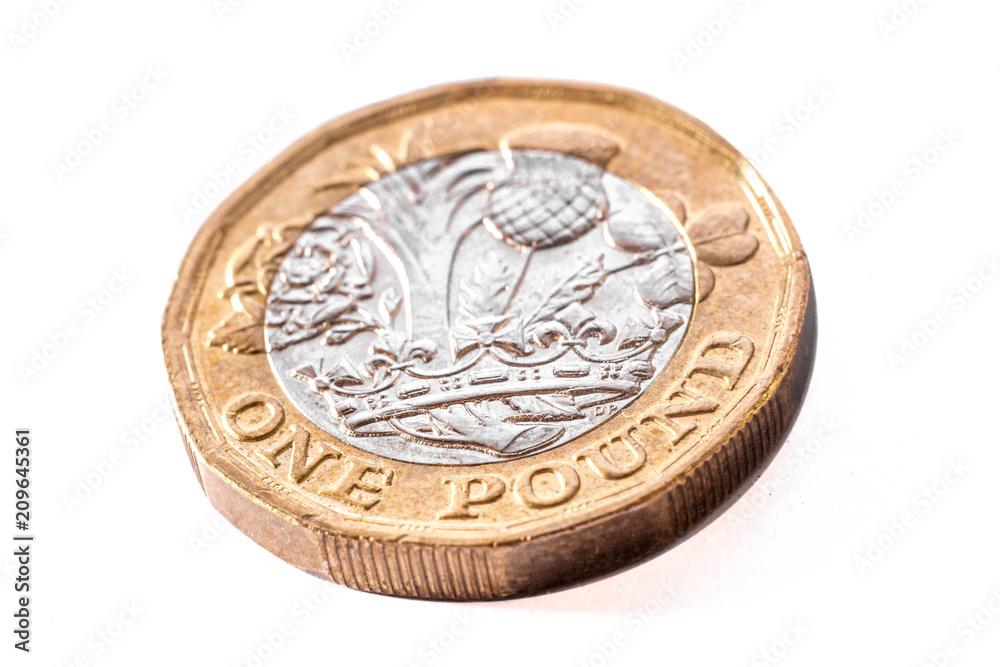 One Pound Coin Isolated on White baackground Stock Photo | Adobe Stock