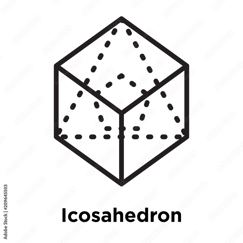 Icosahedron icon vector sign and symbol isolated on white background ...